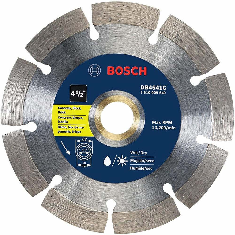 Bosch 4-1/2 Inch Premium Segmented Rim Diamond Blade for Concrete Bloc ...