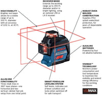 Bosch GLL3-300-RT Reconditioned 360 Degree Three Plane Leveling and Al ...