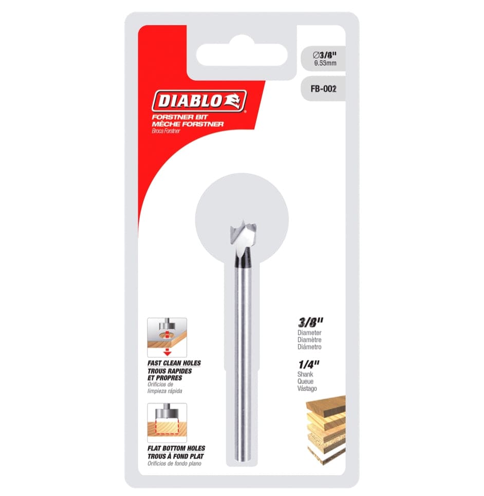 Diablo 3/8 Inch High Speed Steel Forstner Bit Precision Wood Drilling ...