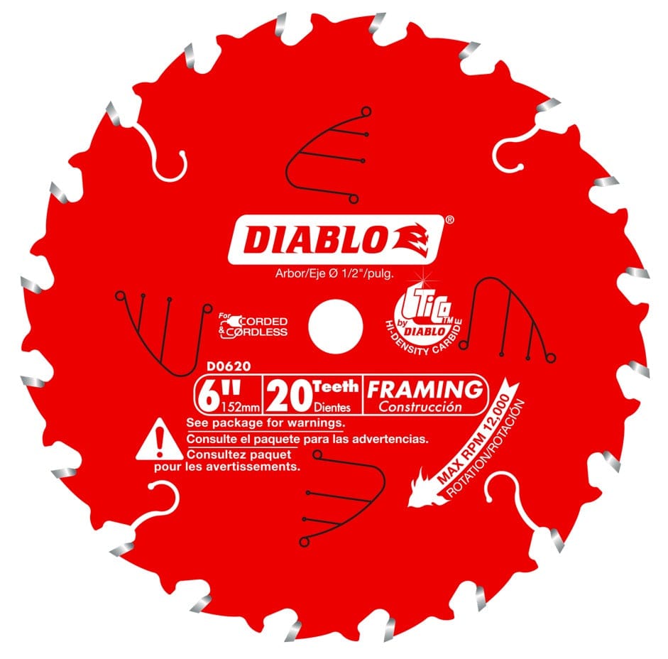 Diablo D0620X 6 Inch 24 Tooth Carbide Tipped Framing Circular Saw Blad ...