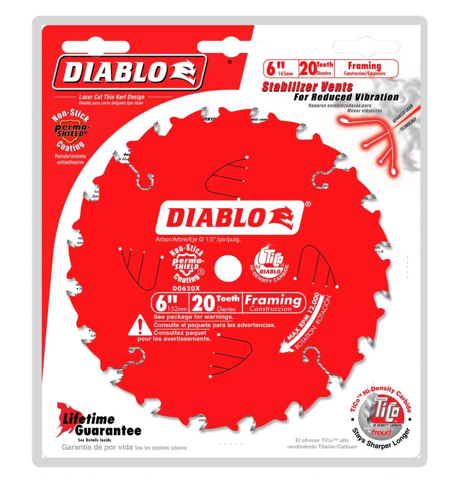 Diablo D0620X 6 Inch 24 Tooth Carbide Tipped Framing Circular Saw Blad ...