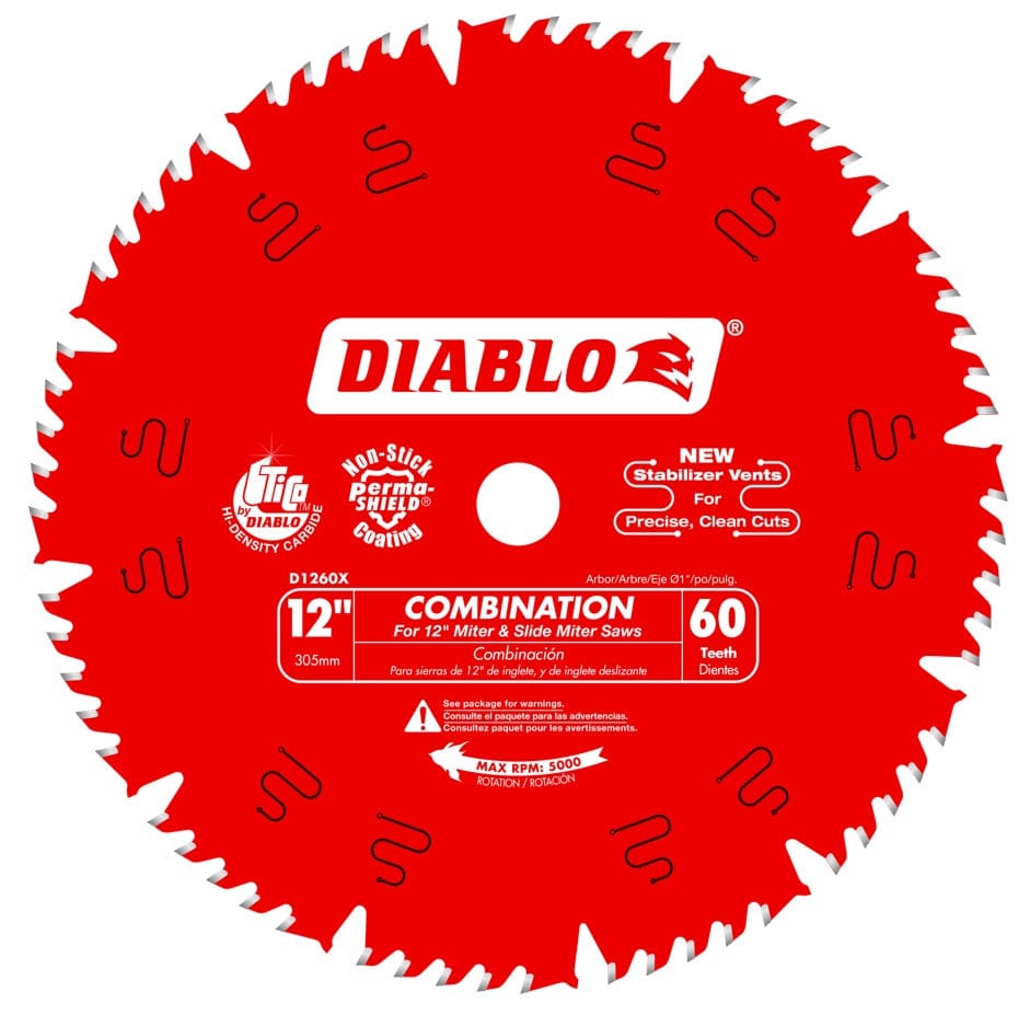 Diablo D1260X 12 Inch 60 Tooth Combination Saw Blade Ripping Crosscutt ...