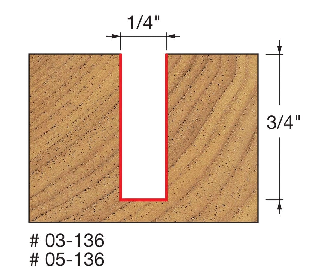 Freud 03-136 1/4 Inch Single Flute Straight Router Bit 1/4 Shank Black ...