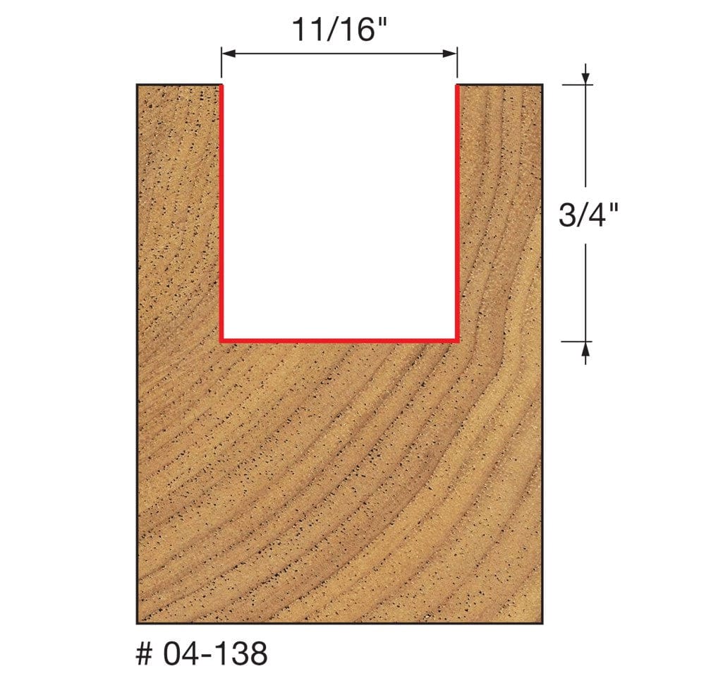 Freud 04-138 11/16 Inch Double Flute Straight Router Bit 1/4 Inch Shan ...