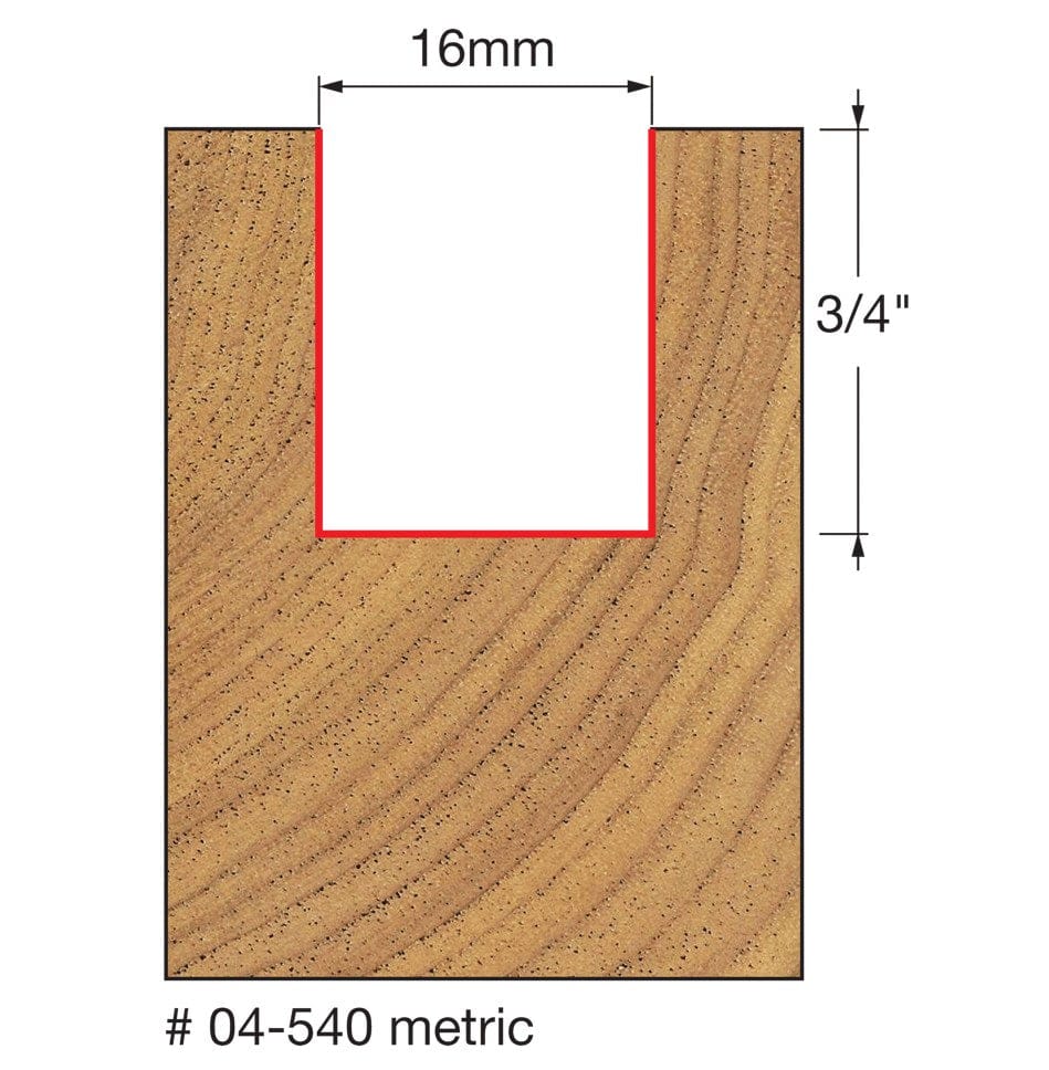 Freud 04-540 16mm Metric Diameter Double Flute Straight Router Bit 1/4 ...