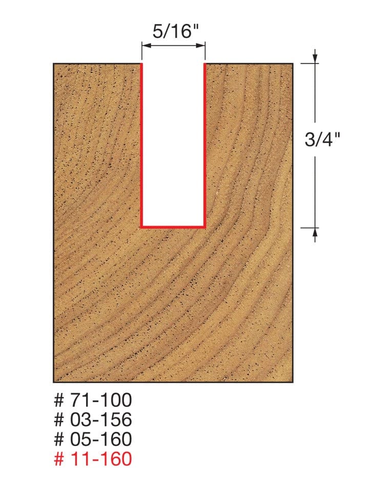 Freud 11-160 3/8 Inch Single Flute Straight Router Bit 1/2 Shank 1-1/4 ...