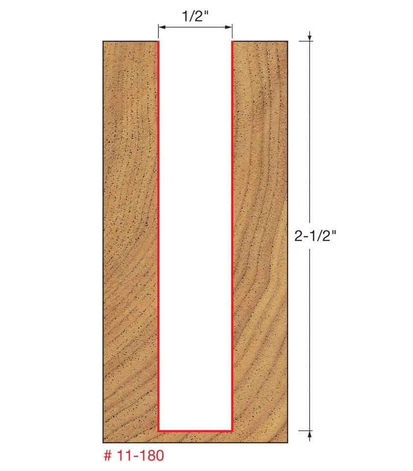 Freud 11-180 1/2 Inch Single Flute Straight Router Bit 1/2 Shank 2-1/2 ...