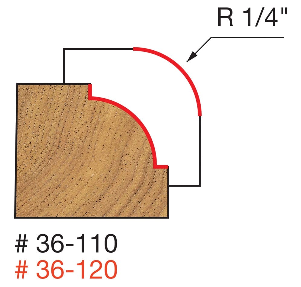 Freud 36-120 1/4 Inch Radius Quadra-Cut Beading Router Bit 1/2 Inch Sh ...