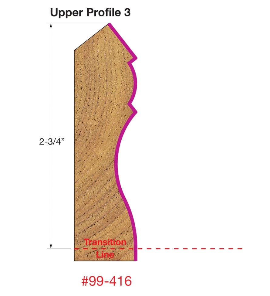 Freud 99-416 Wide Crown Molding Router Bit 1-13/32 Dia 1/2 Shank Custo ...