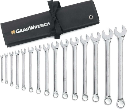 GearWrench 81918 15-Piece 12-Point Long Pattern Combination Wrench Set ...