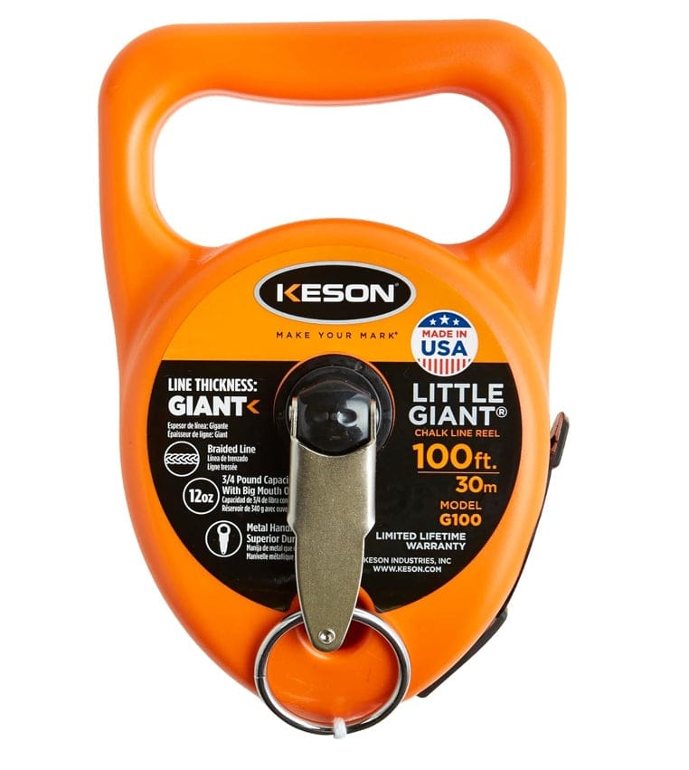 Keson G100 Little Giant Chalk Line Reel 100 Foot High Visibility Bold ...