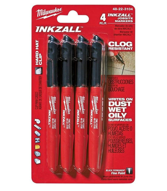 Milwaukee INKZALL Black Fine Point Jobsite Permanent Marker 4 Pack Clo ...