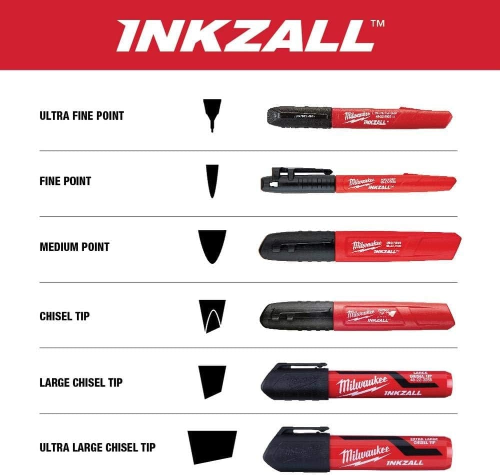 Milwaukee INKZALL Black Fine Point Jobsite Permanent Marker 4 Pack Clo ...
